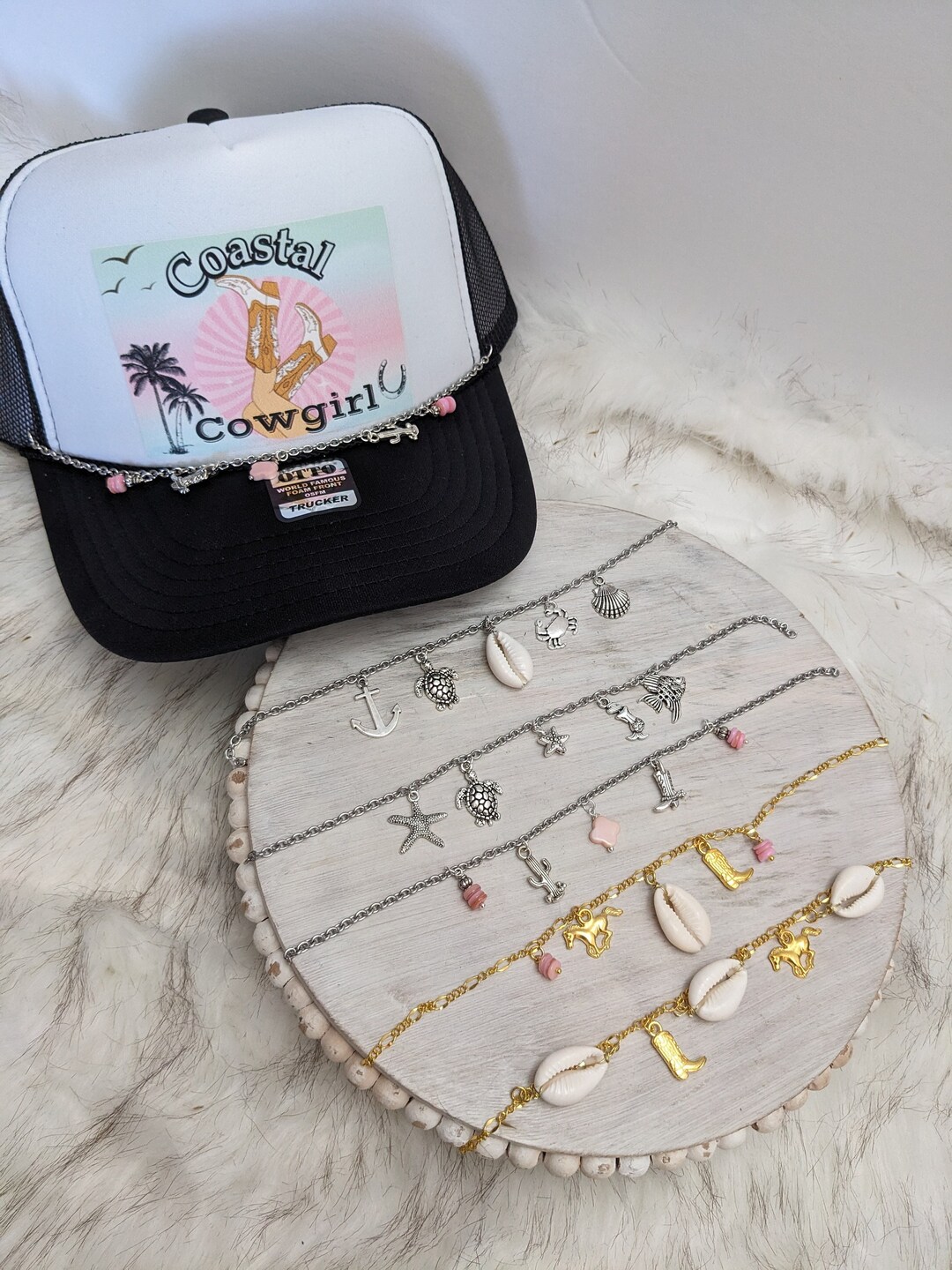 Coastal Cowgirl Trucker Hat Charm Chains / Hat Charm/hat Chains for ...