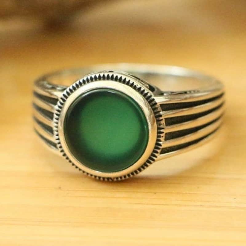 Mens Green Silver Ring - Etsy