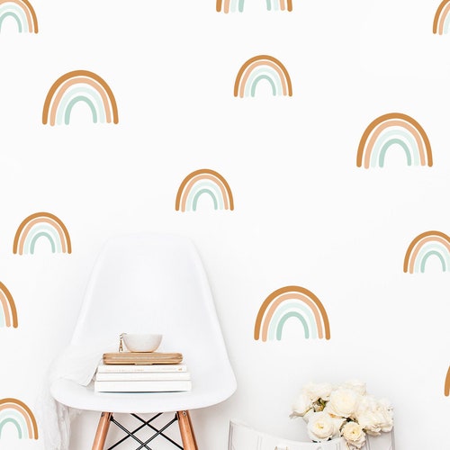 Muted Boho Rainbow Wall Decals Hand Drawn Rainbow Wall - Etsy