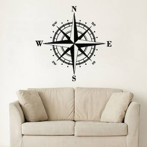 Cwd205 Compass Wall Decal Sticker, Compass Rose Wall Decal, Compass ...