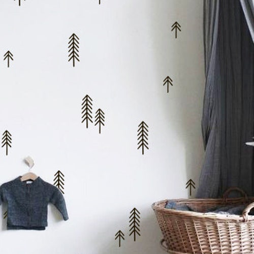 Tree Wall Decals Hand Drawn Trees Sticker Forest Decals - Etsy