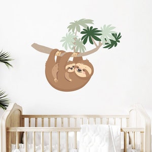Sloth Wall Decals Jungle Animal Wall Decal, Safari Animal Decal, Sloth ...