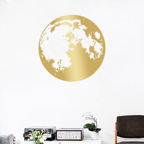 Moon Wall Decal Moon Phases Decor Gold Moon Phases Modern Etsy