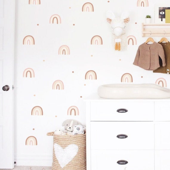Muted Boho Rainbow Wall Decals Hand Drawn Rainbow Wall - Etsy