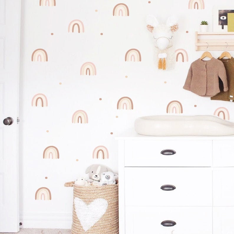Muted Boho Rainbow Wall Decals Hand Drawn Rainbow Wall - Etsy