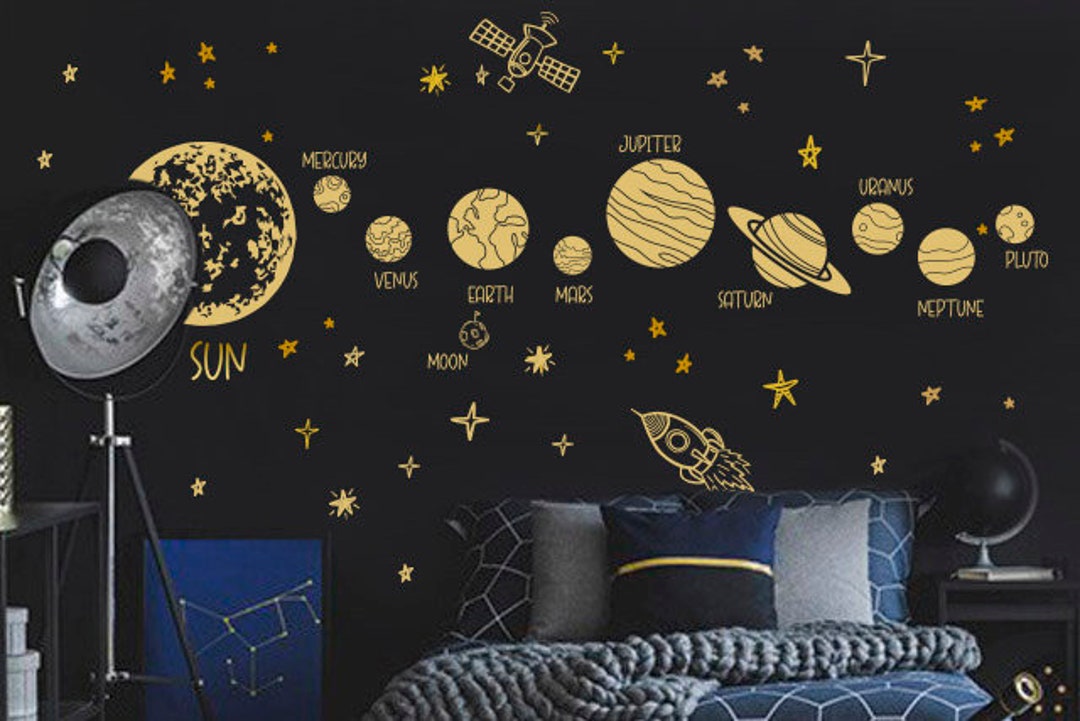 Space Wall Sticker Planets Sticker, Solar System Wall Decals H142 - Etsy