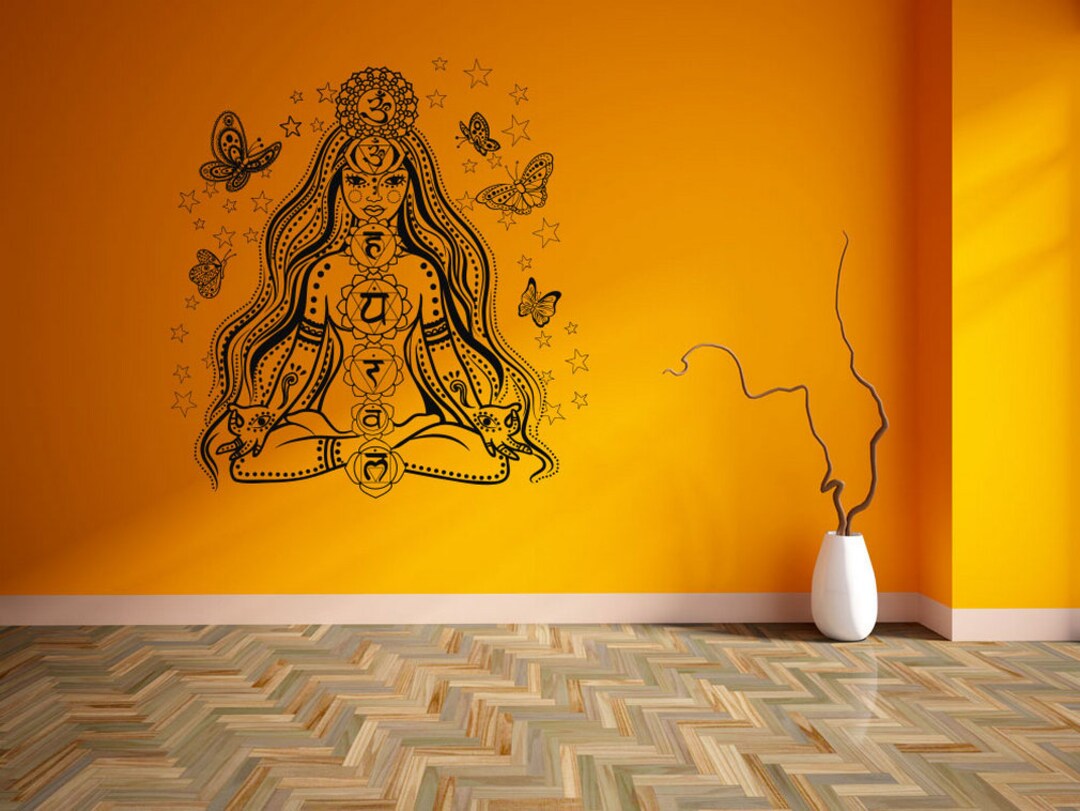 Yoga Wall Decal / Namaste Wall Sticker / Hamsa Hand Wall Decal / 5 ...