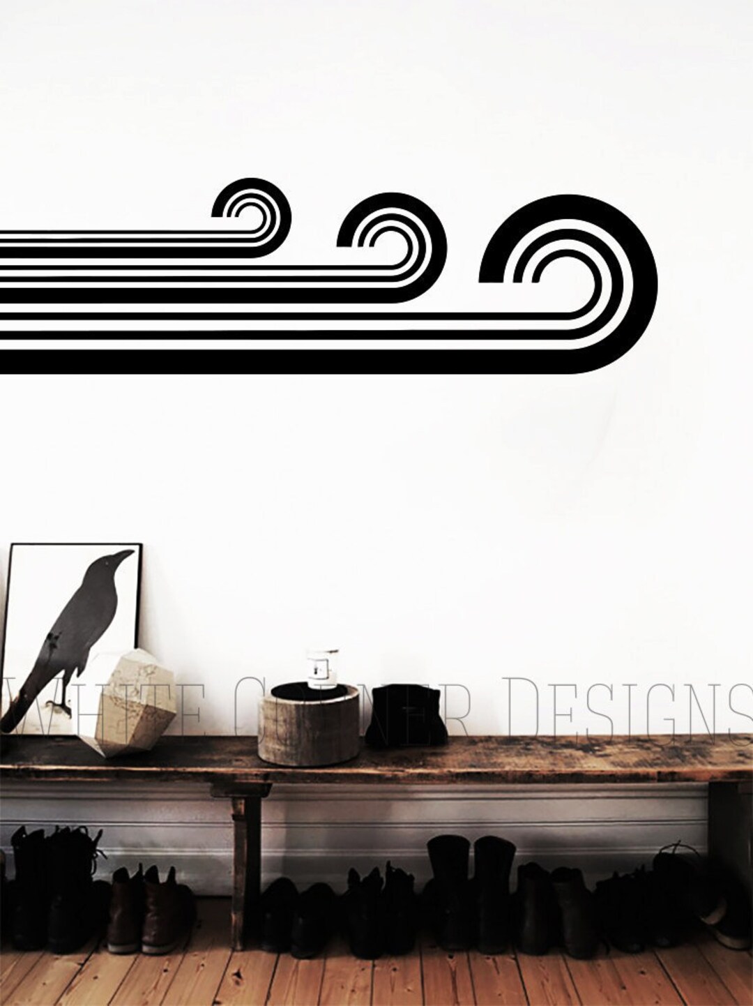 Retro Waves Decal Waves Wall Decal, Strips Sticker, Home Wall Decal ...