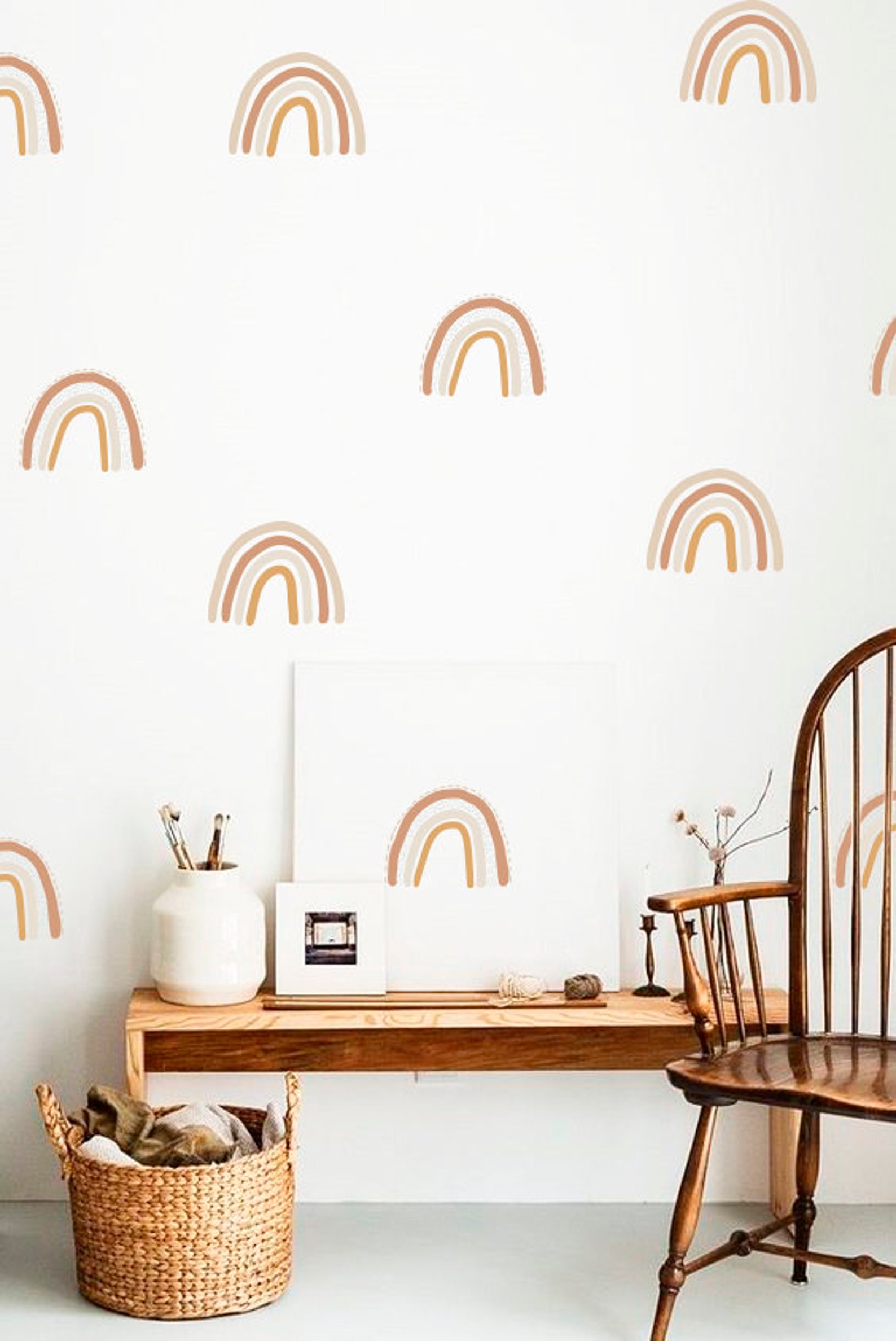 Personalized Boho Muted Rainbow Wall Decals H56 - Etsy