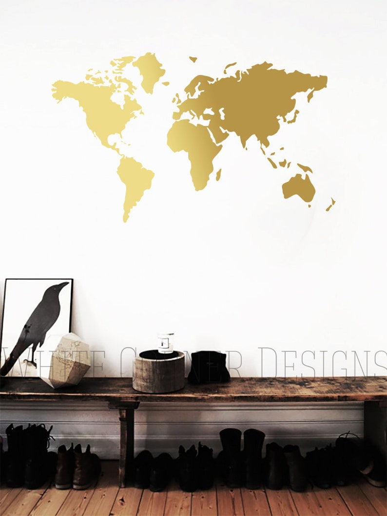 Map Wall Decalworld Map Wall Sticker Kids Wall Decal - Etsy