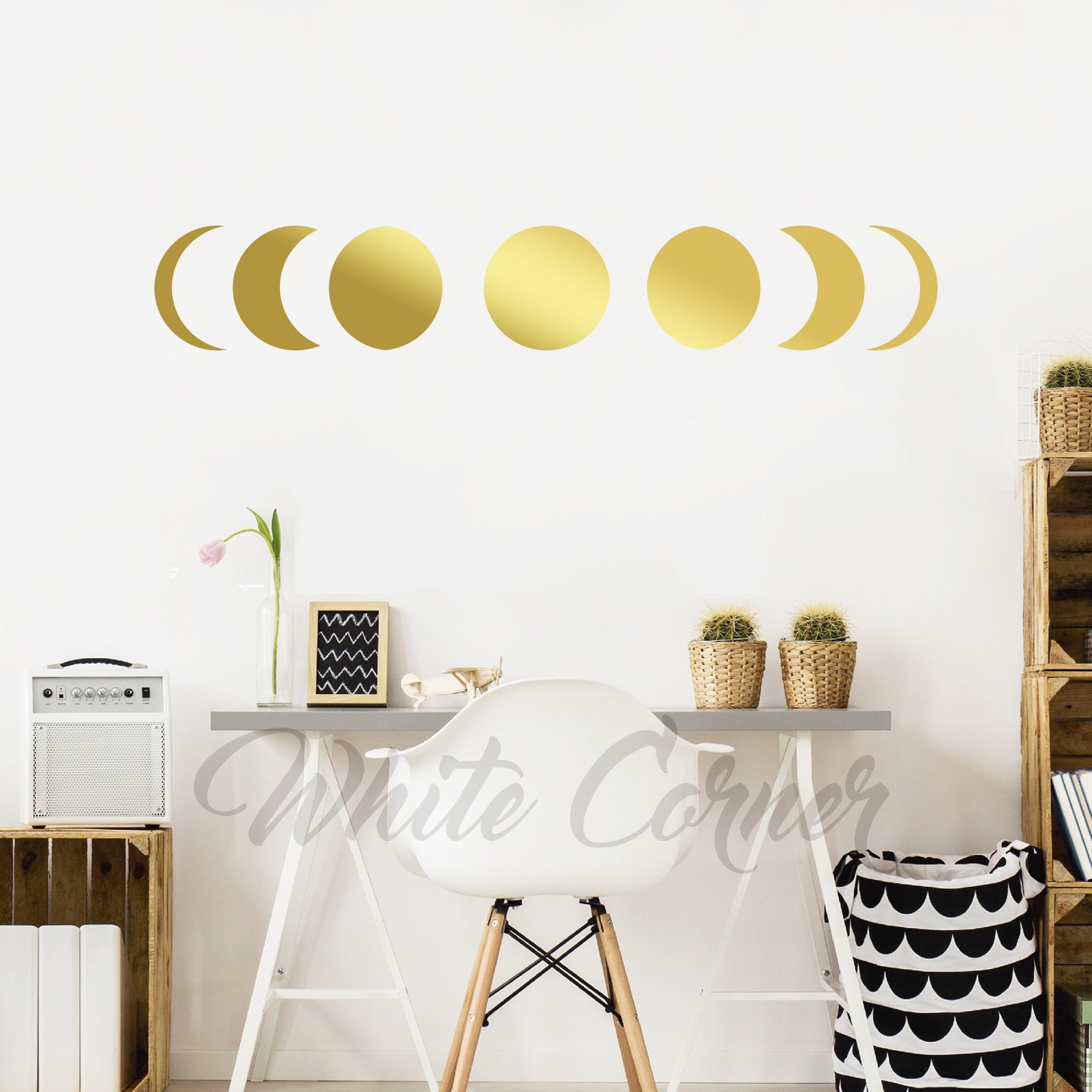 Moon Phases Wall Decal Moon Phases Decor Gold Moon Phases | Etsy