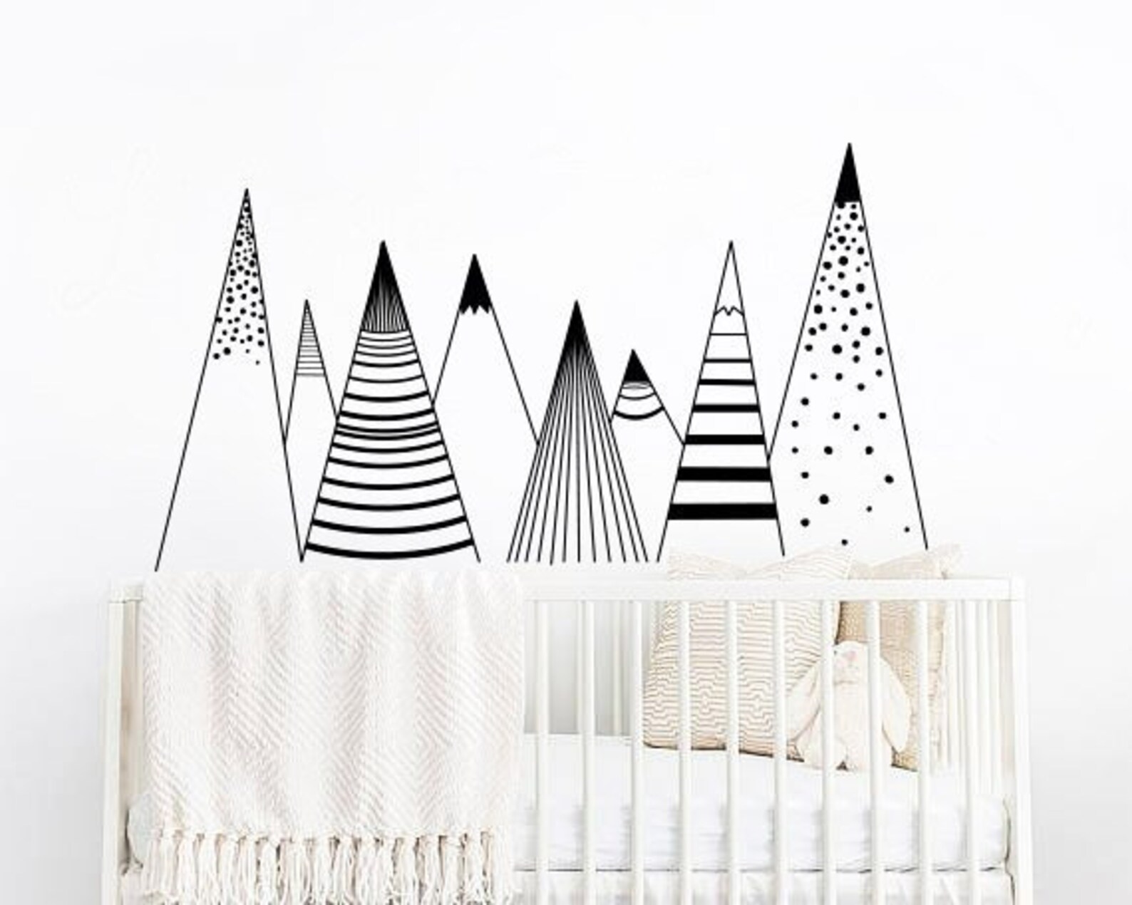 Mountain Wall Decal Patterned Mountains Wall Decal Woodland - Etsy