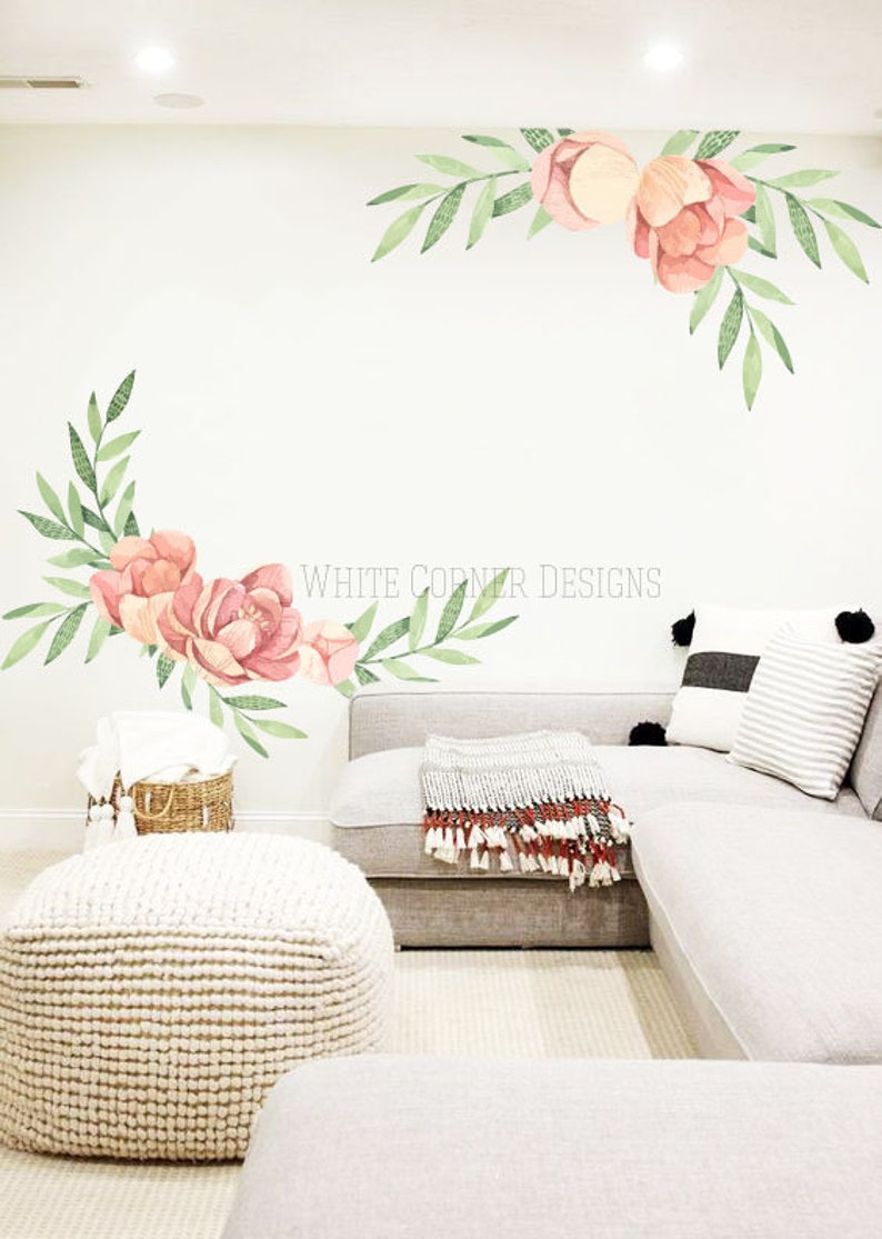 Watercolor Peony Wall Decals/ Peonies Decals/ Flower Decals/ - Etsy
