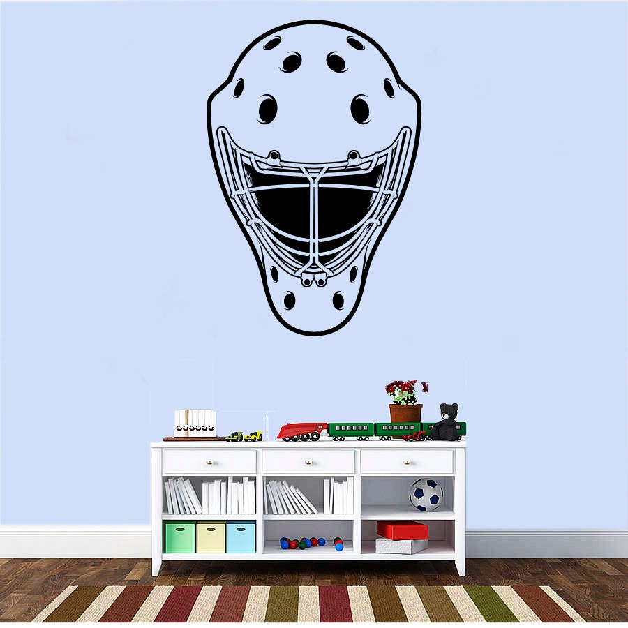 Hockey Helmet Wall Sticker,hockey Player Sticker,goalkeeper Decal,puck ...