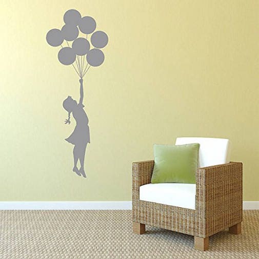 Fancy Wall Decal Sticker Girl With Baloons Wall Decal | Etsy