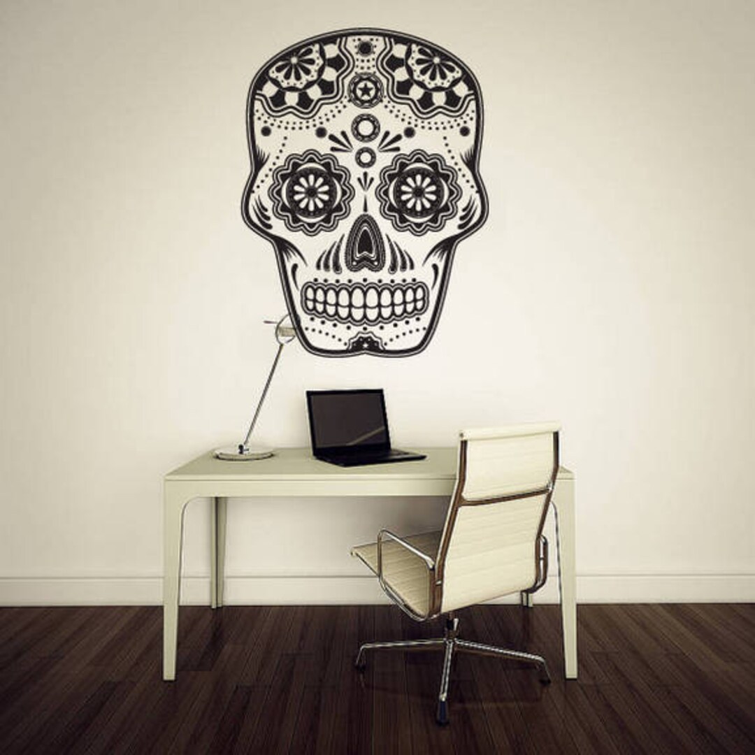 Sugar Skull Wall Decal / Halloween Wall Sticker / Skull Wall Decal ...