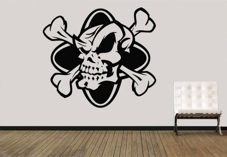 Skull Wall Decal Skull Sticker Bones Decal Wall Decal for - Etsy