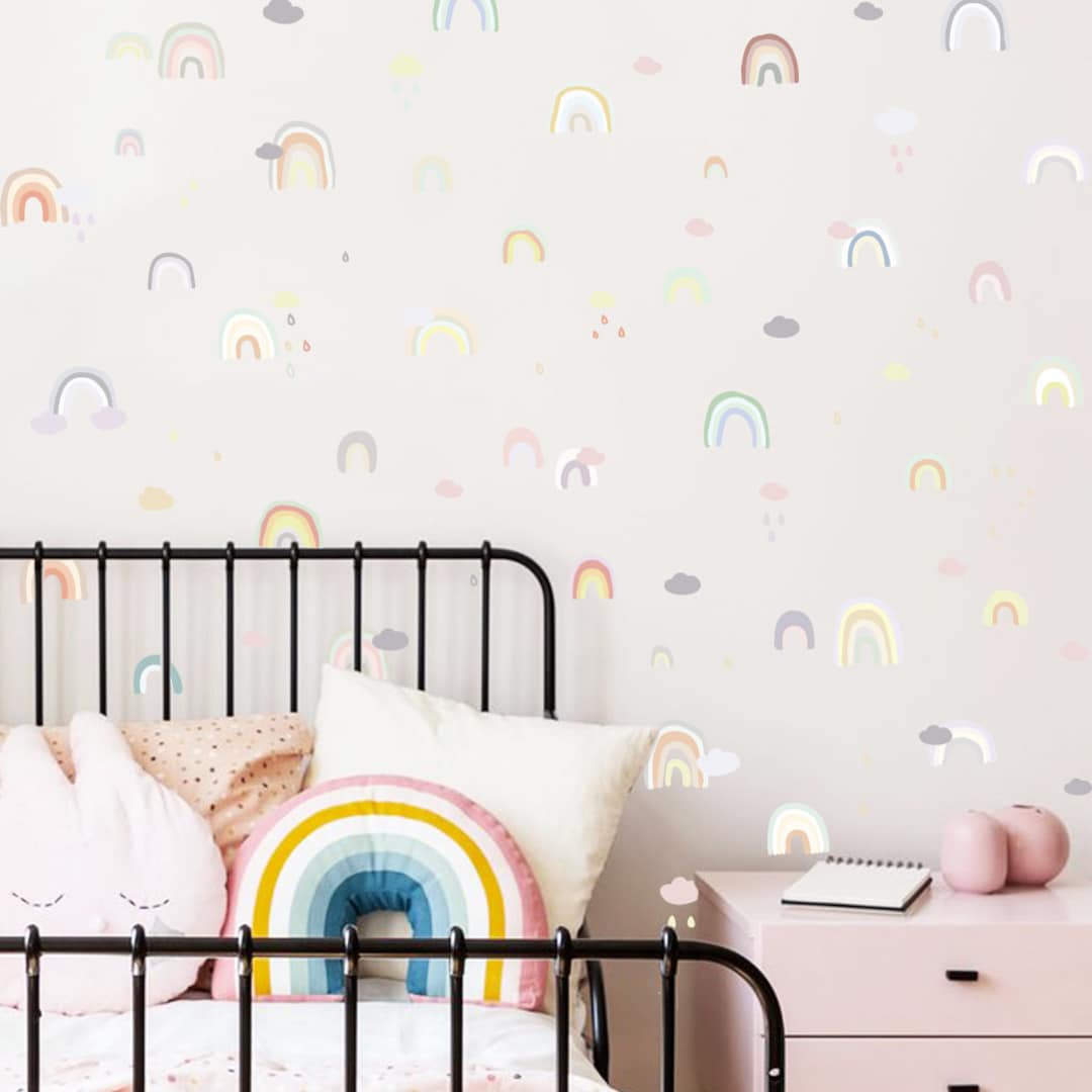 Rainbow Wall Decals Hand Drawn Rainbow Wall Sticker Boho - Etsy