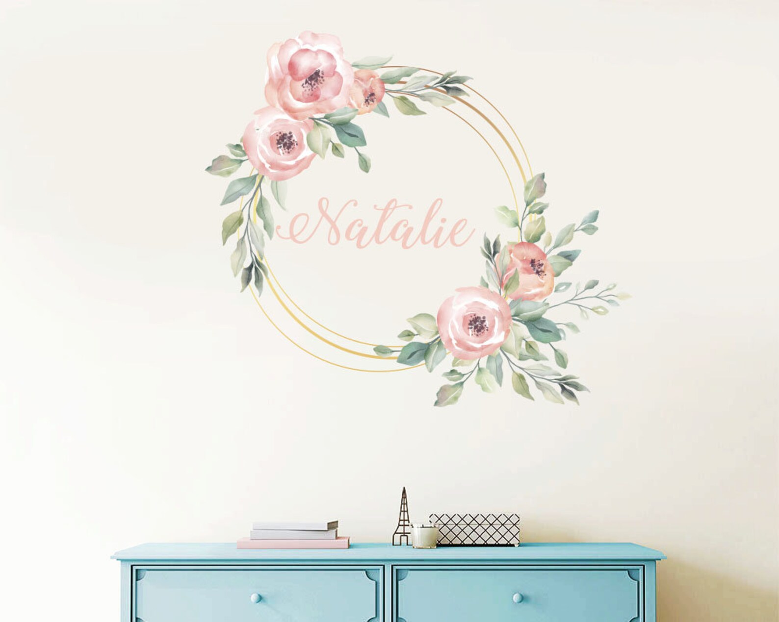 Custom Name Wall Decals/ Peony Decal/ Frame With Flowers - Etsy