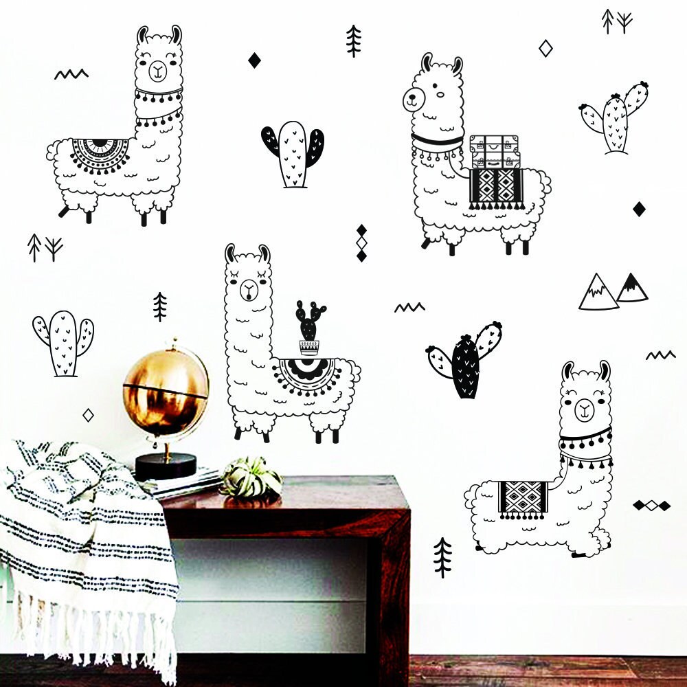 Alpaca Decals Cactus Decal Llama Wall Decals Alpaca | Etsy