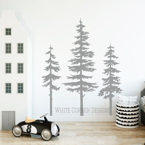 3 Pine Tree Forest Wall Decals Tree Wall Decals Forest - Etsy