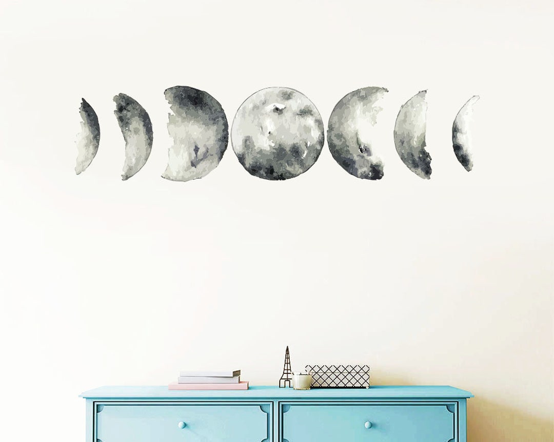 Moon Phases Wall Decal Moon Phases Decor Multicolored Moon - Etsy