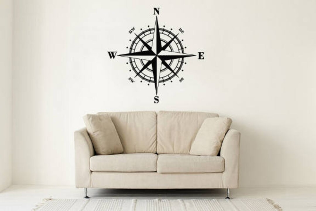 Cwd205 Compass Wall Decal Sticker, Compass Rose Wall Decal, Compass ...