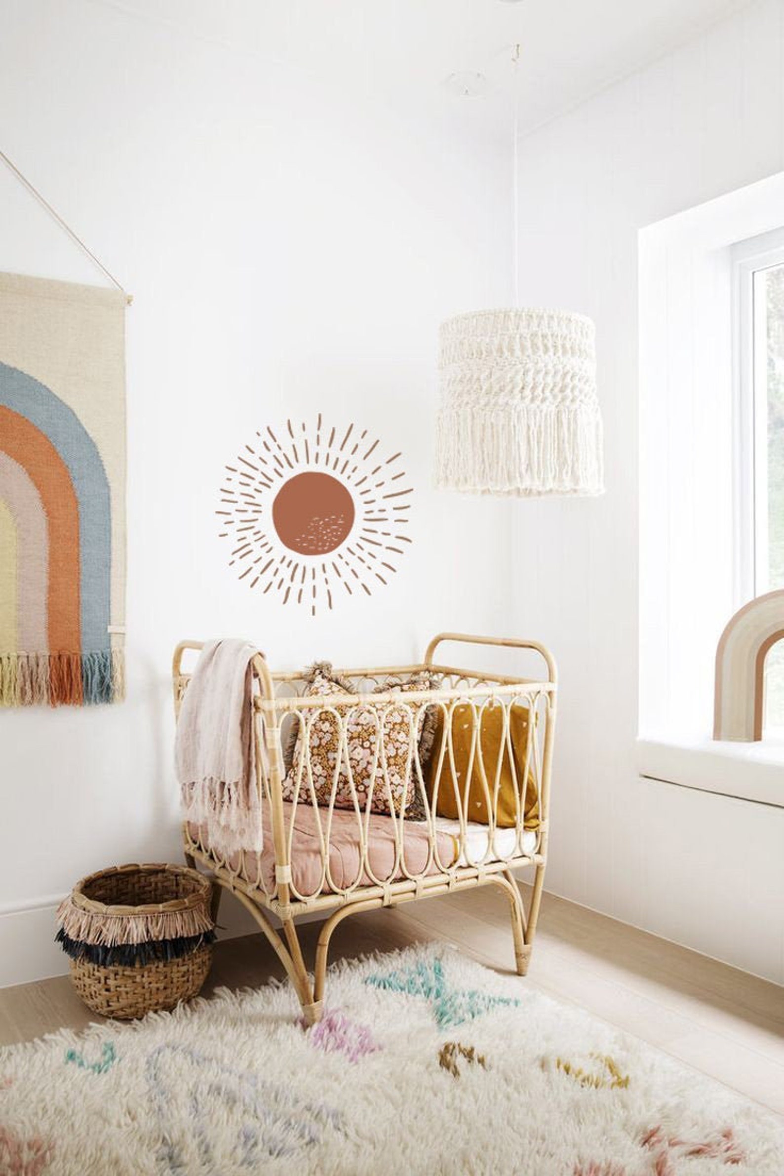 Sun Wall Decal hand Drawn Sun Decal Boho Decor Sunshine | Etsy