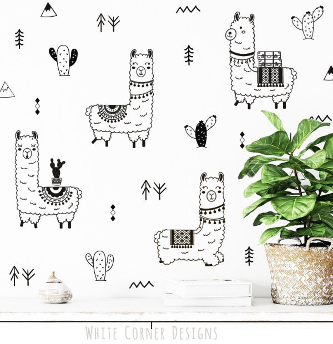 Alpaca Decals Cactus Decal Llama Wall Decals Alpaca | Etsy