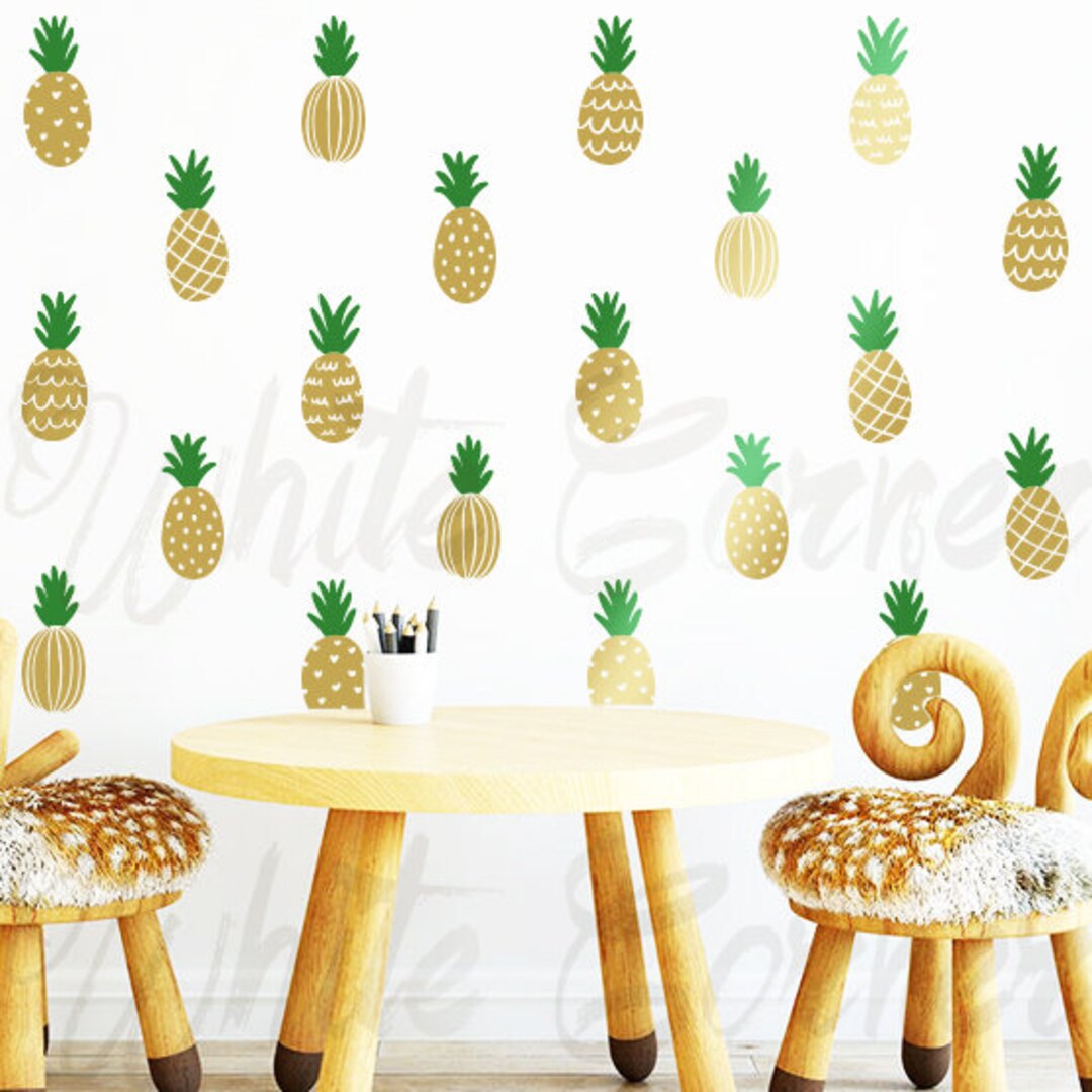 Pineapple Wall Decals 2-color Pineapple Decals, Gold Decor, Pineapple ...