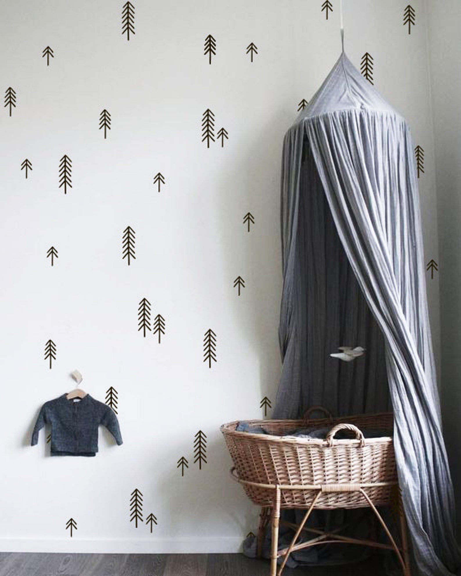 Tree Wall Decals Hand Drawn Trees Sticker Forest Decals | Etsy