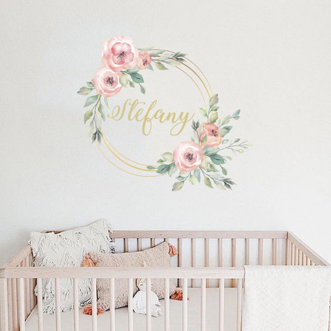 Custom Name Wall Decals/ Peony Decal/ Frame With Flowers - Etsy