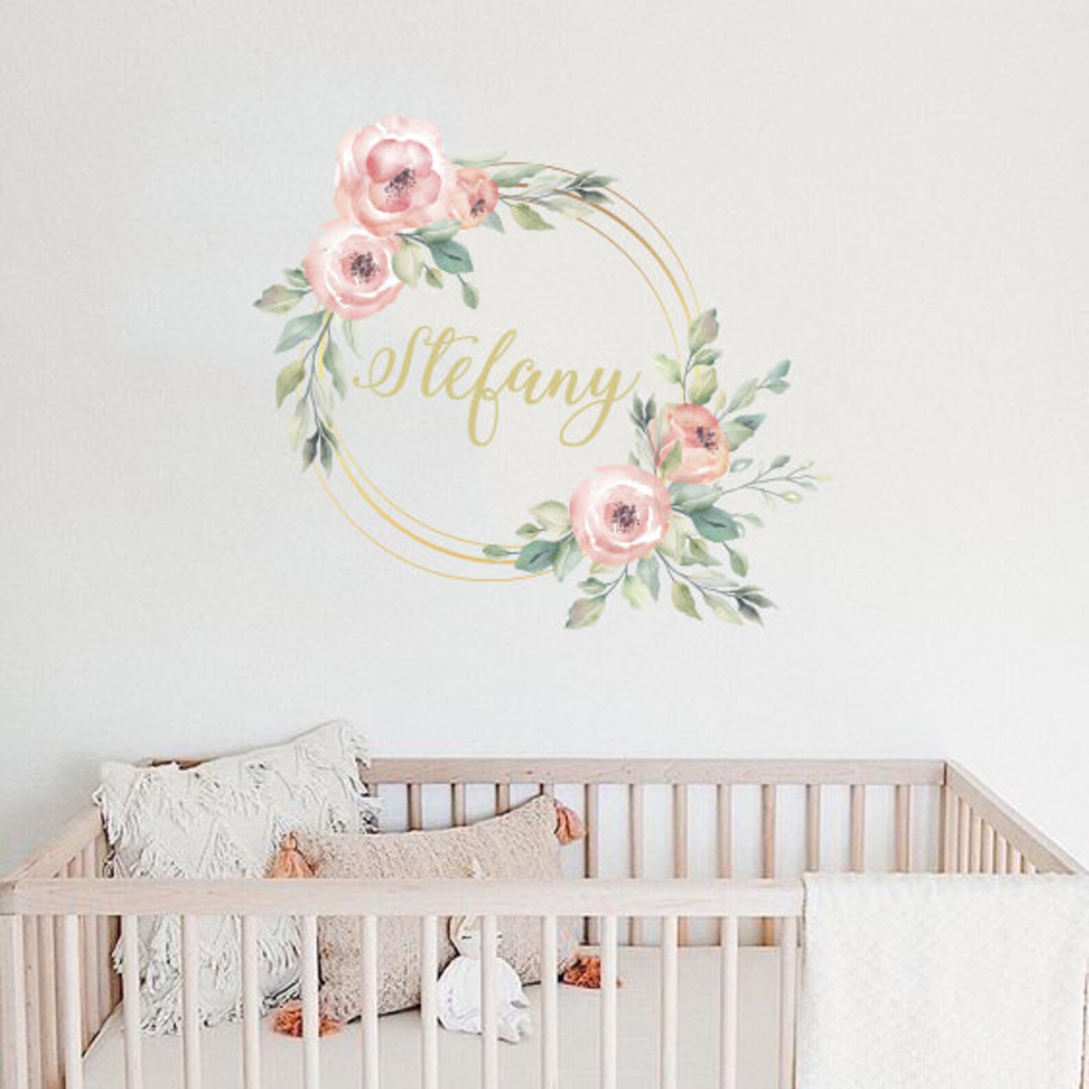 Custom Name Wall Decals/ Peony Decal/ Frame With Flowers - Etsy