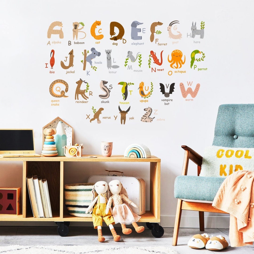 Animal Alphabet Decal Alphabet Sticker, Alphabet Decal, Kids Room Decor ...