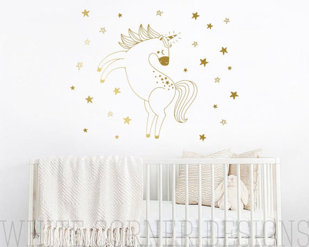 Cute Unicorn Wall Decal Vinyl Wall Decal, Unicorn Decal, Kids Wall ...