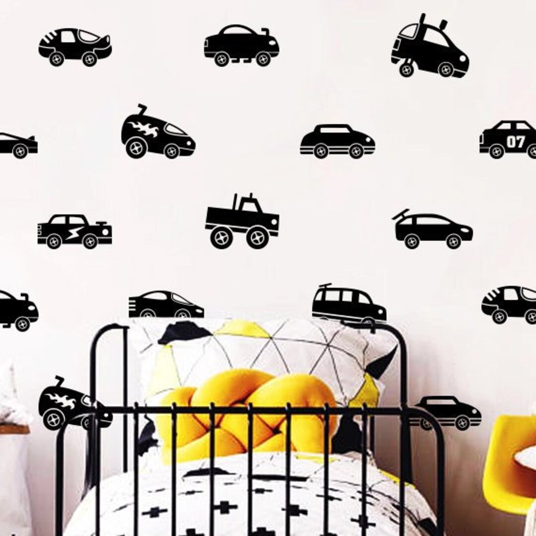 Cars Wall Decal Street Cars Decal, Car Sticker, Car Decal, Track ...
