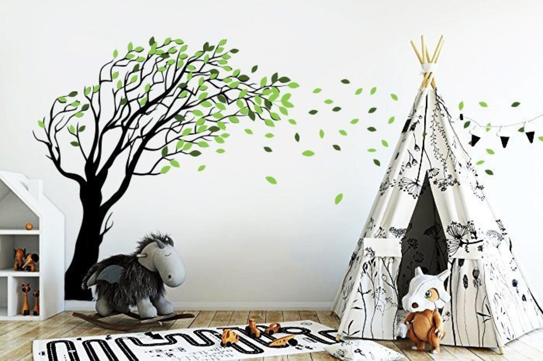 3 Color Tree Forest Wall Decals Tree Wall Decals, Forest Mural, Multi ...