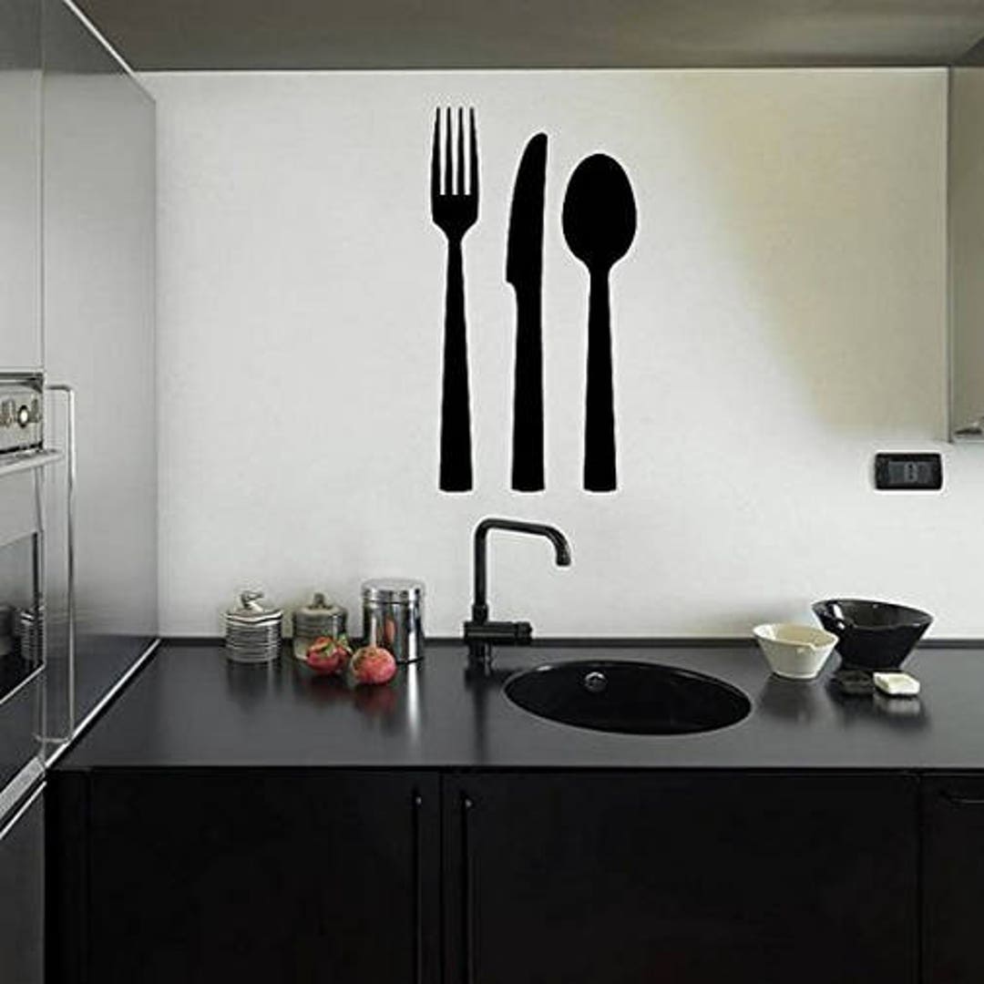 Cutlery Wall Decal Sticker, Kitchen Wall Decal, Fork Spoon Knife Wall ...