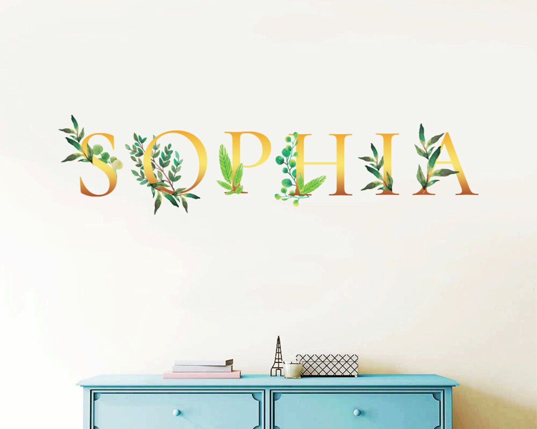 Custom Name Wall Decals/ Leaves Sticker/ Flowers Decals/ Flower Decals ...