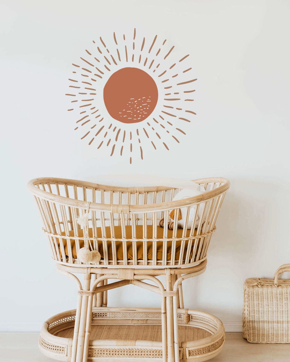 Sun Wall Decal hand Drawn Sun Decal Boho Decor Sunshine - Etsy