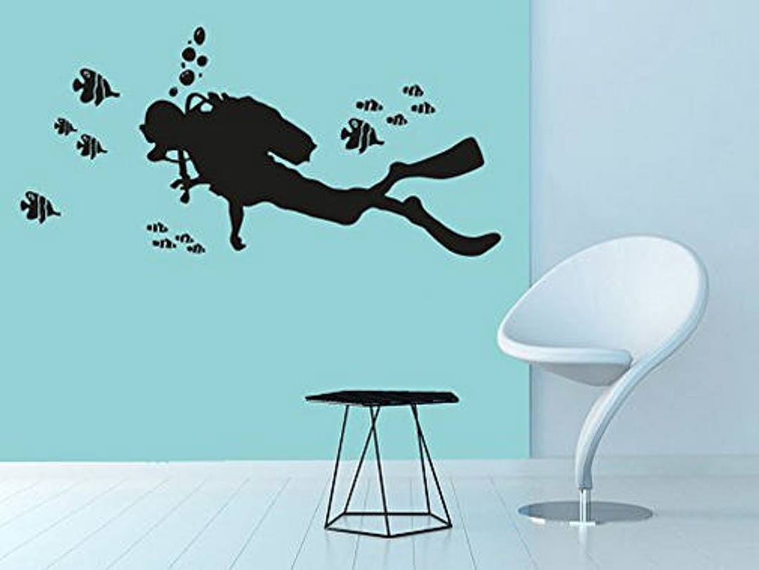Diver Wall Decal Sticker, Scuba Wall Decal, Deep Diving Wall Sticker ...
