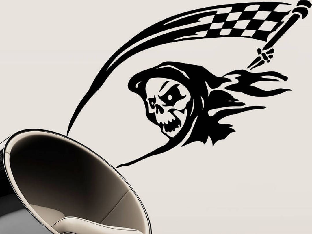 Death Wall Sticker, Skull Wall Sticker, Skeleton Wall Sticker, Hood ...