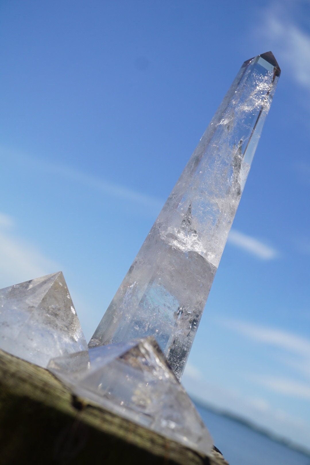 Polished Clear Quartz Pyramids - Clear Quartz With Blue Indicolite or ...