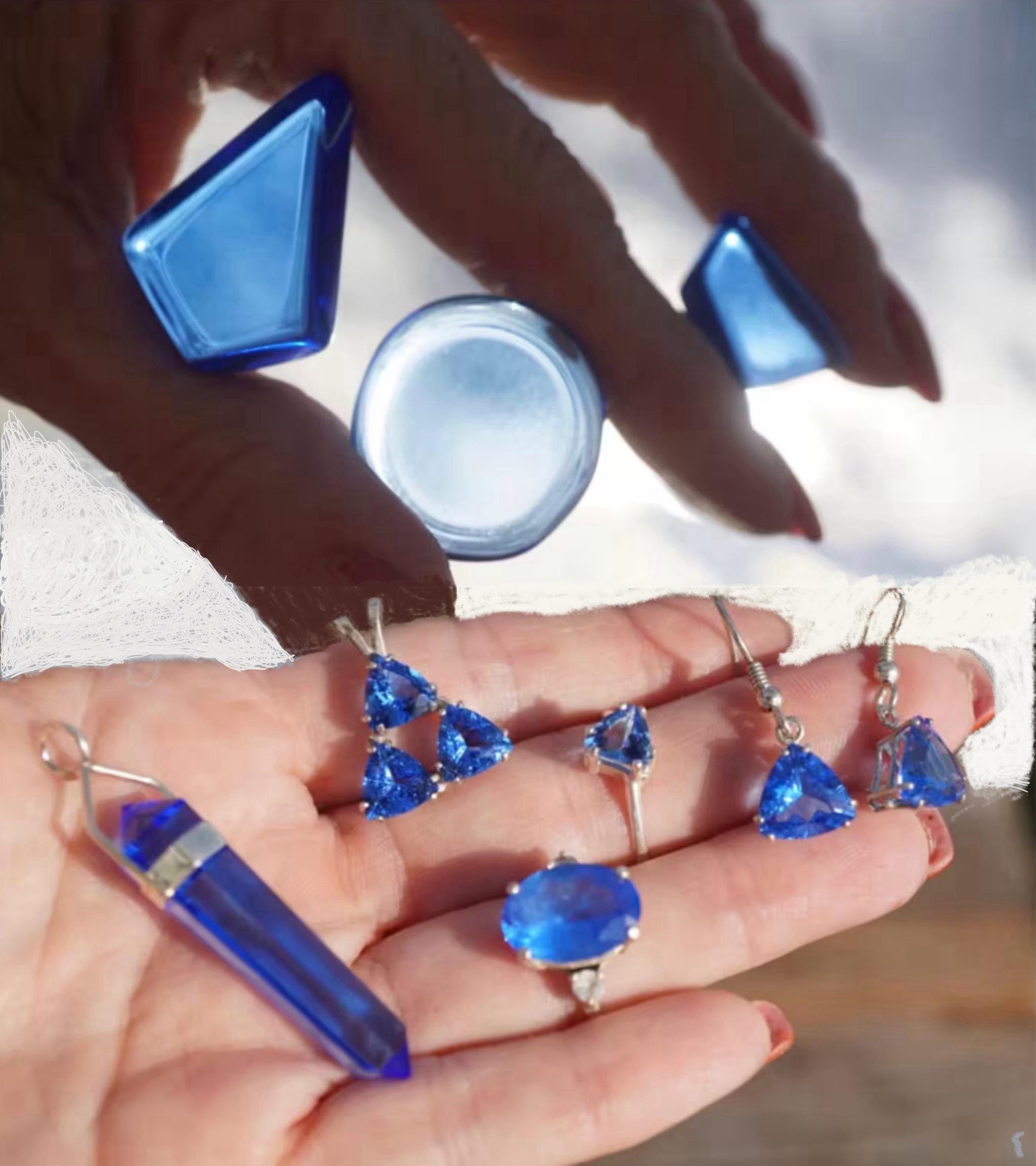 Faceted SIBERIAN BLUE Quartz Pendant Macrame Siberian Blue Quartz Ring 925 Silver Quartz Jewelry Contains Mineral Cobalt Energy L31 Etsy