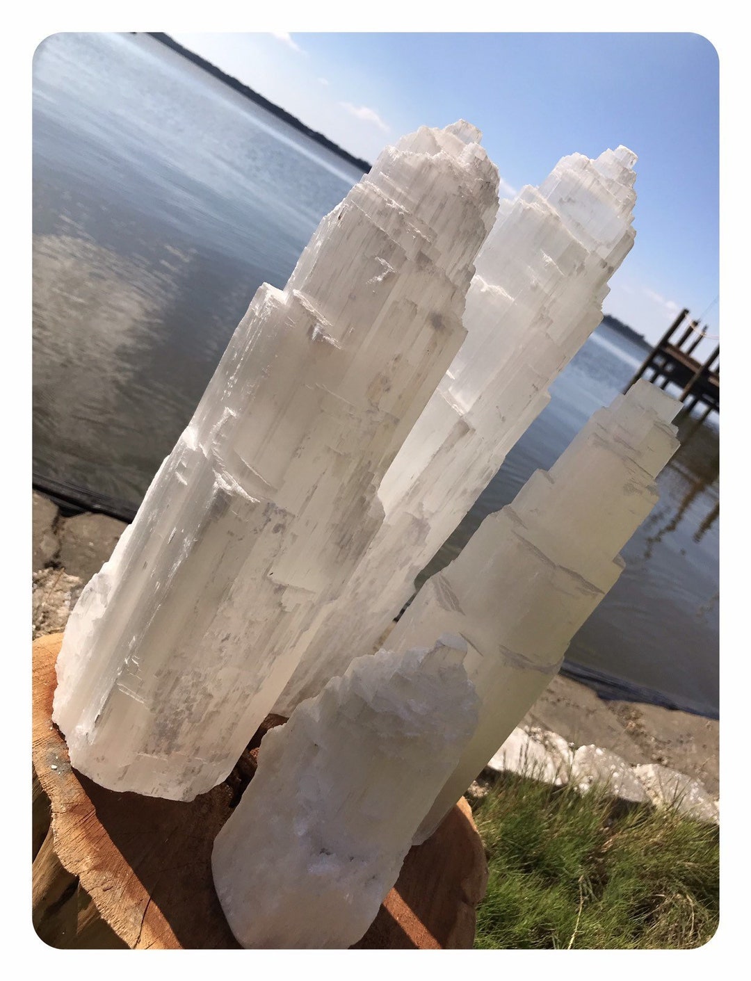 Selenite Crystal Lamp, HUGE Selenite Crystal Skyscraper Lamps: 6", 8 ...
