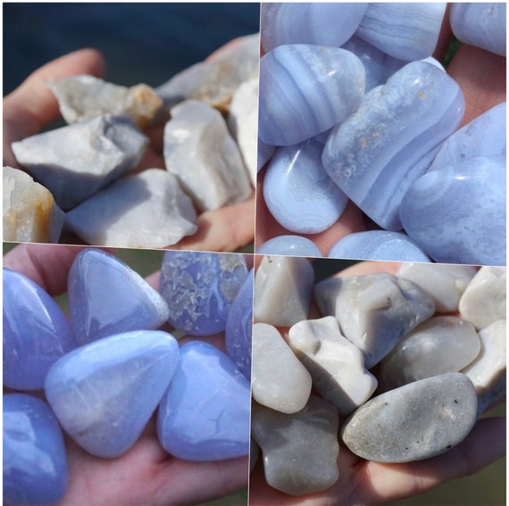 Tumbled and Raw Blue LACE AGATE blue Chalcedony This Healing - Etsy