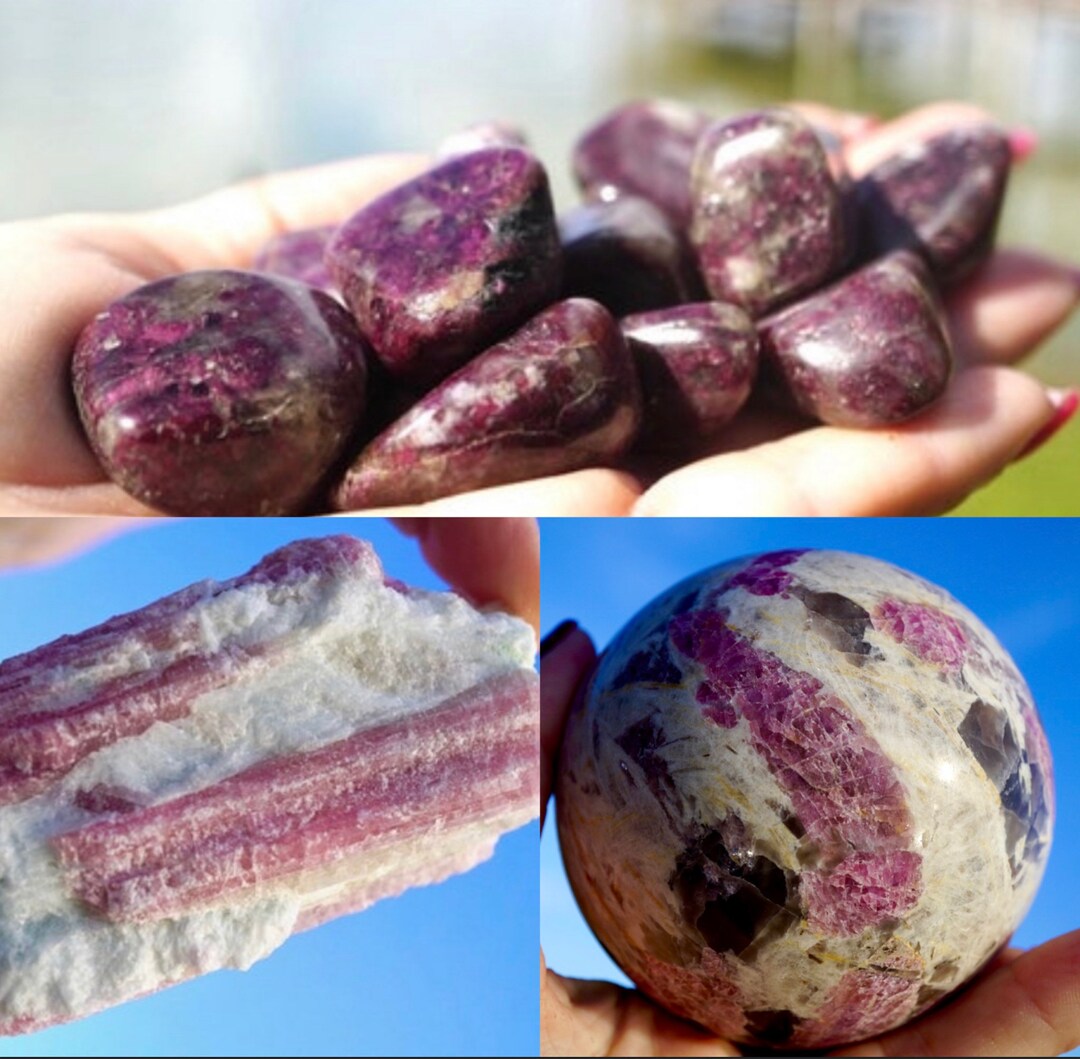 Pink TOURMALINE or Red RUBELLITE Tumbled Tourmaline and - Etsy