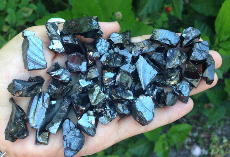 Raw NOBLE SHUNGITE (from Karelia) in a Quartz Vial Wrapped in 925 ...