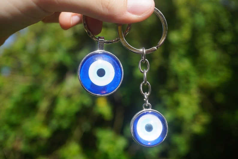 Blue EVIL EYE Keychains-garnet, Lapis, Kyanite, Clear Quartz ...