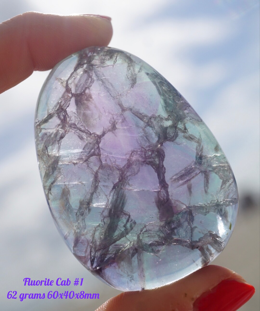 Polished FLUORITE Cabochon With Flat Bottom ~ Ethically Mined and Cut ...